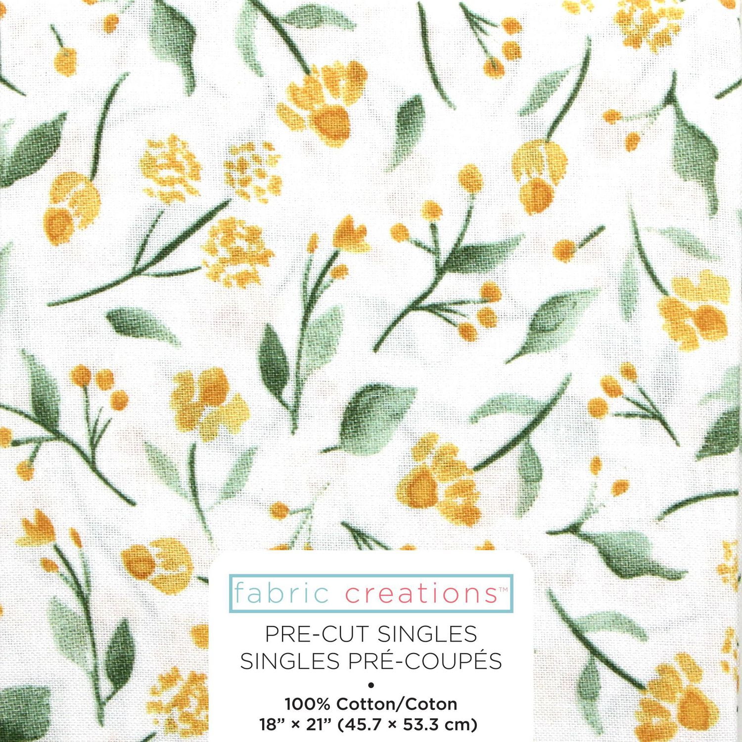 FABRIC CREATIONS Yellow Stemmed Flowers Fat Quarter 45 × 53 cm (20.9 in ...