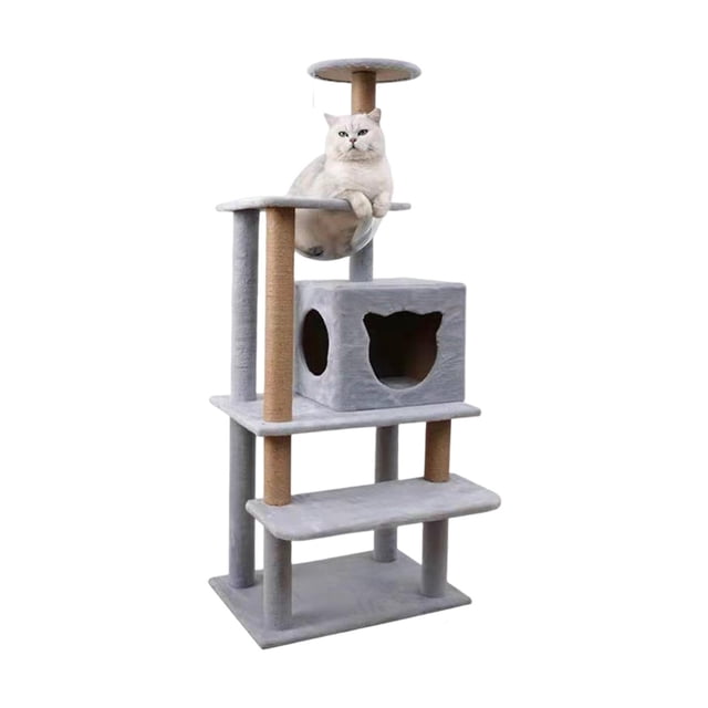GROWTH TANK Velvet Cat Scratching Post Cat Condo Climbing Stand House ...