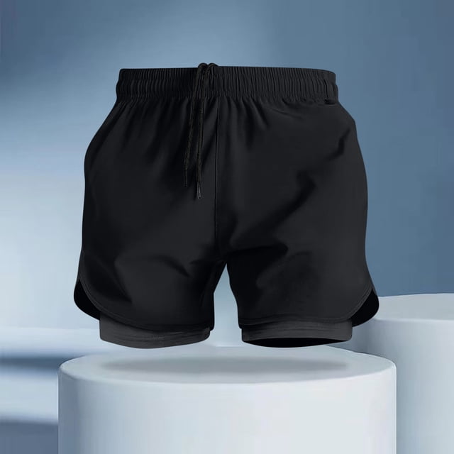 Nuoqisi Summer Mens 2 in 1 Running Shorts Quick Dry Athletic Shorts ...
