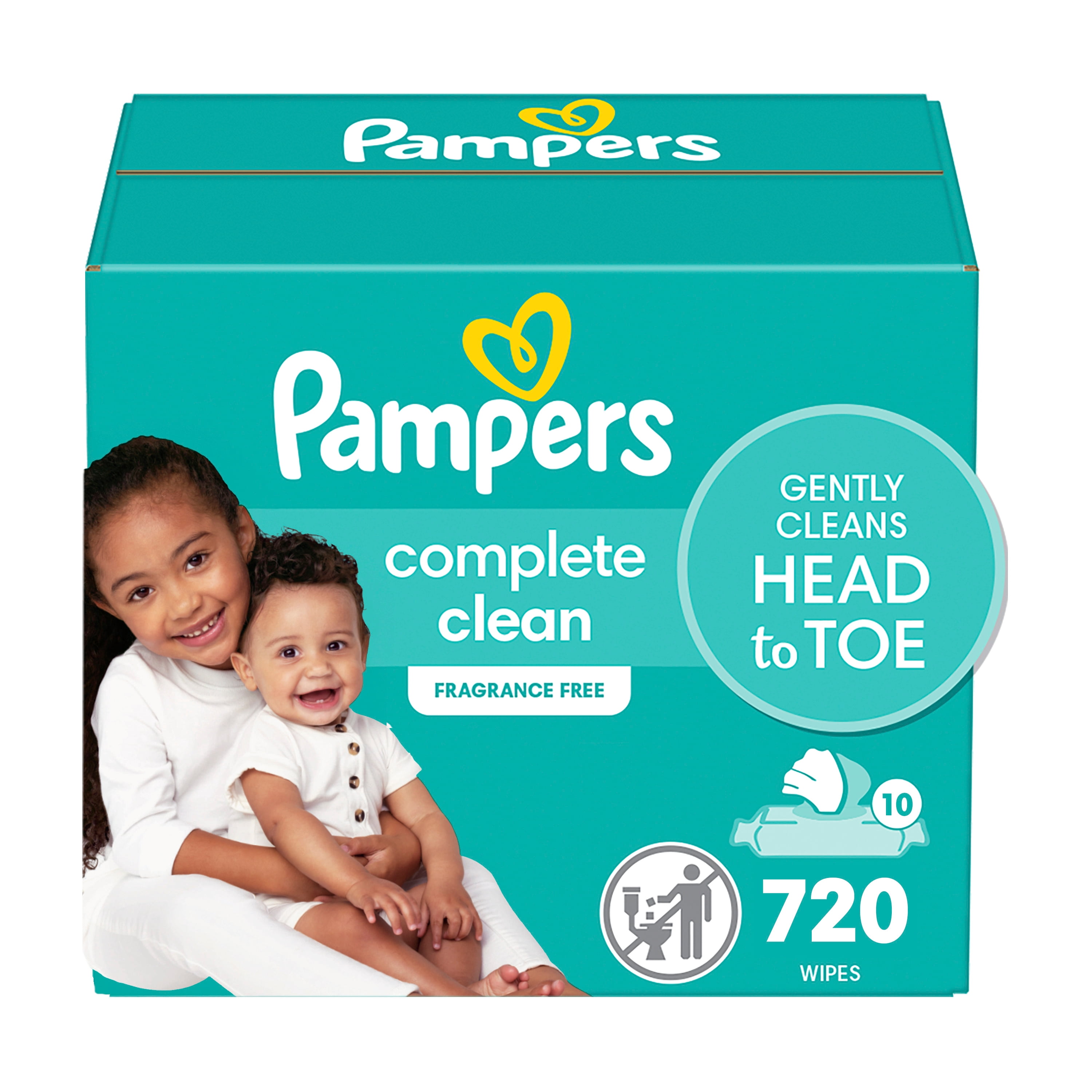 Pampers Complete Clean Baby Wipes - Fragrance Free 10X Pop-Top Packs ...