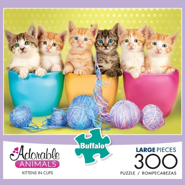 Buffalo Games Adorable Animals Kittens in Cups 300 Piece Jigsaw Puzzle ...