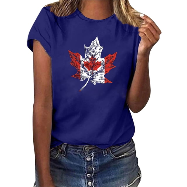 Povozer Women Canada Day Shirts Canada Flag Graphic Tshirt Maple Leaf ...