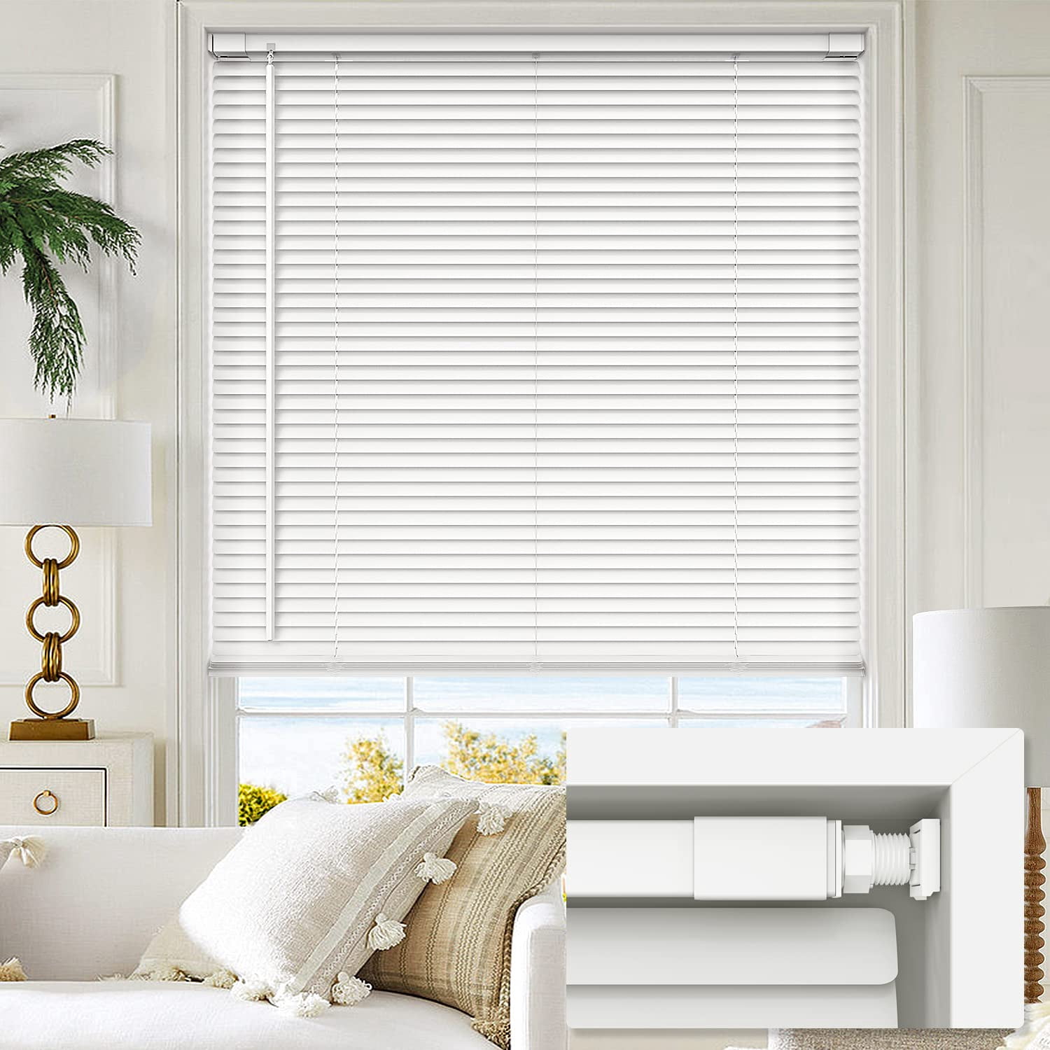 LazBlinds No Tools No Drill 1" Vinyl Mini Blinds, Cordless Blinds for ...