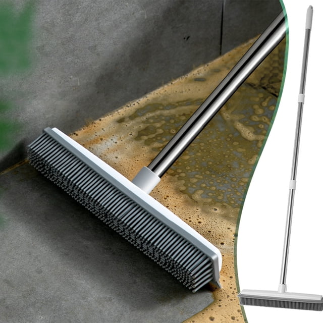 2 in 1 Push Broom with Squeegee | 120cm Long Stainless Steel Handle ...
