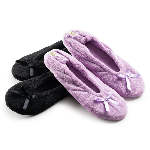 Roxoni Pantoufles Ballerines Classiques en Coton Éponge pour Femmes ...