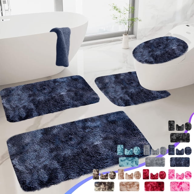 Sentmoon Washable Bath Mat Bathroom Mat 4PC Mixed Colors Bath Mats Set ...