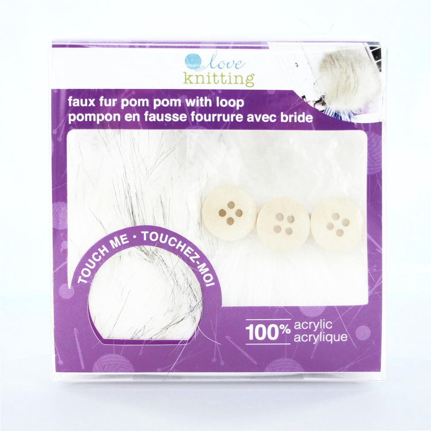 LOVE KNITTING Pom Pom 10 cm (4 in) White with Black Tip - 2pcs - Walmart.ca