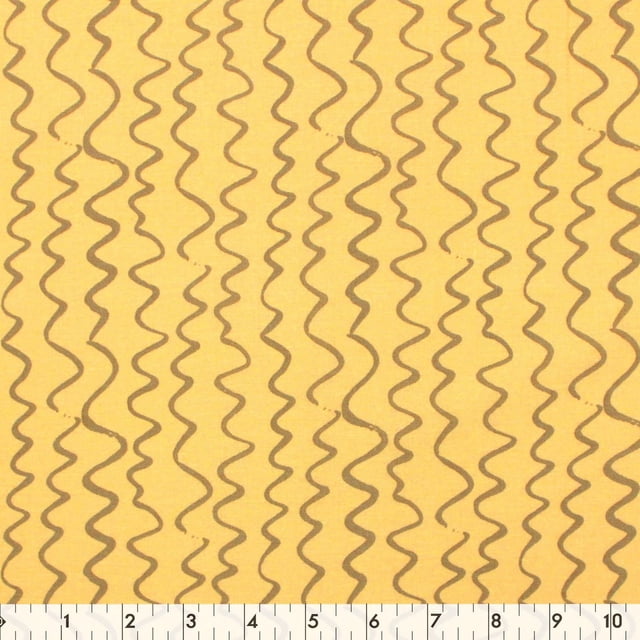 FABRIC CREATIONS Yellow Tan Scribble Cotton Fabric by the Metre ...
