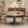 TROPOW 47" Round Farmhouse Dining Table for 4-6 People – Wood Tabletop ...