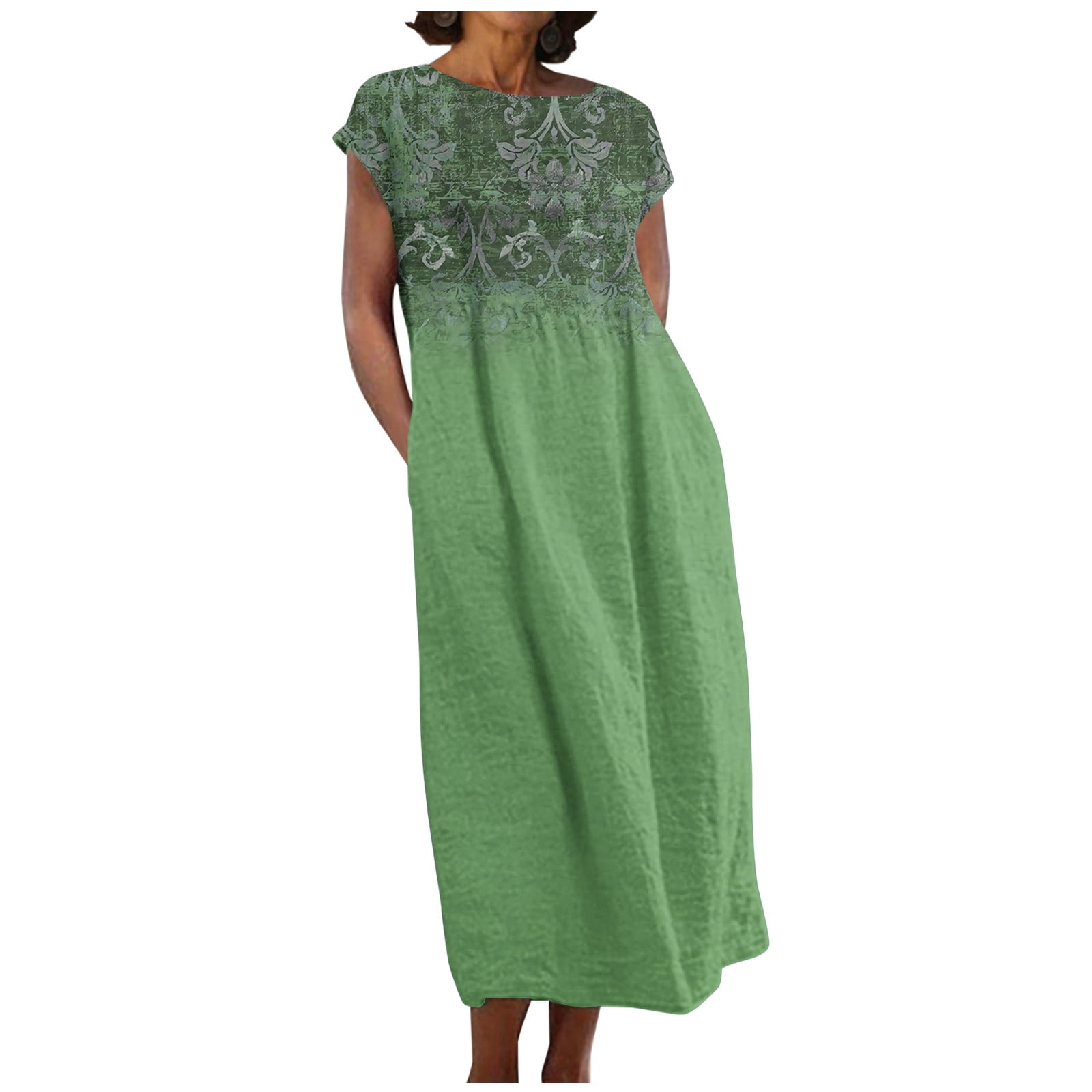 Dress for Women, Summer Cotton Linen Boho Casual Fashion Sleeveless ...