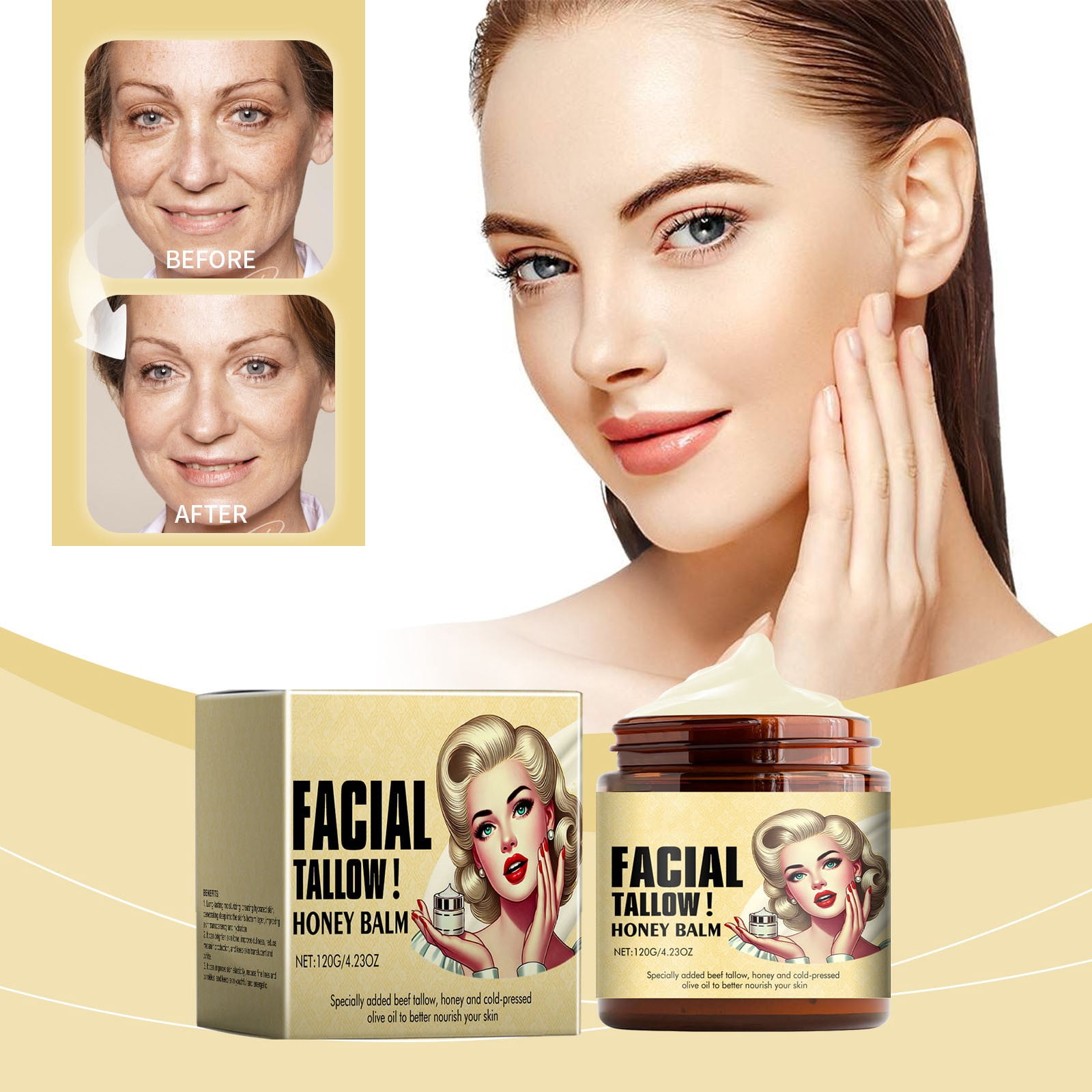 Beef Tallow All Purpose Balm,Natural, Unscented Cream for the Face and ...