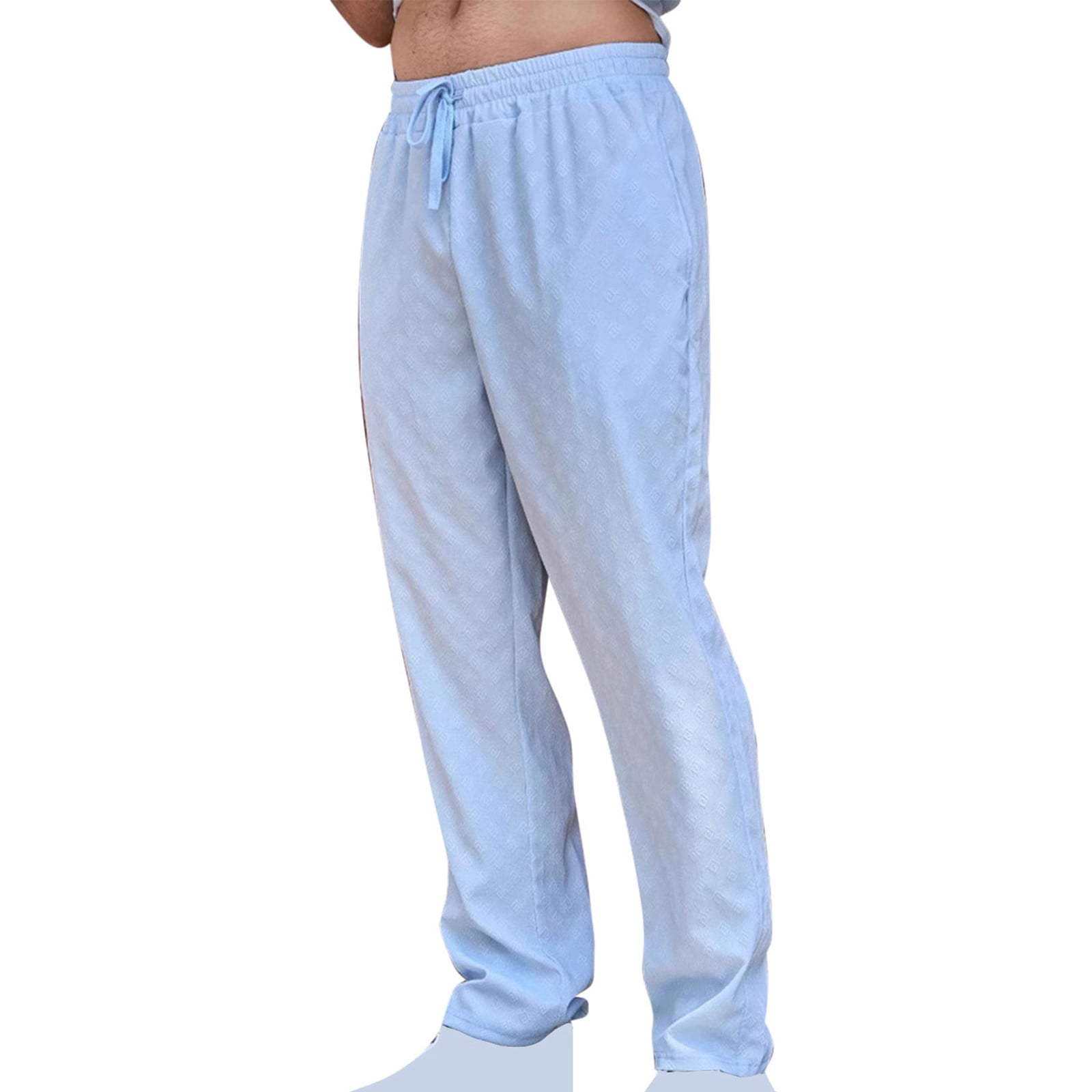 cfhntfmh Mens Casual Pants Elastic Waist Pleated Lightweight Beach ...