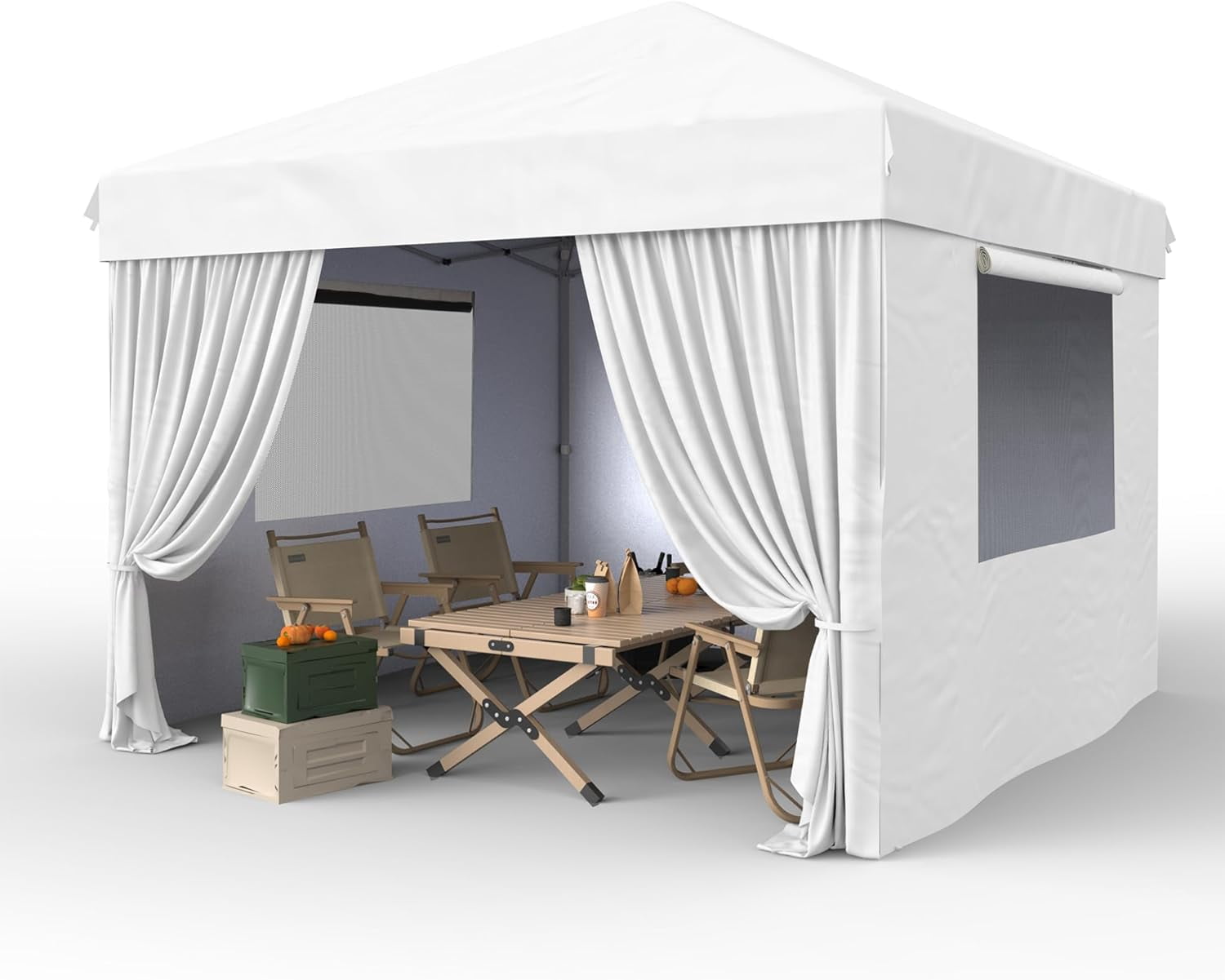10x10ft Pop Up Canopy Tent with 4 Sidewalls Center Lock System 210D ...