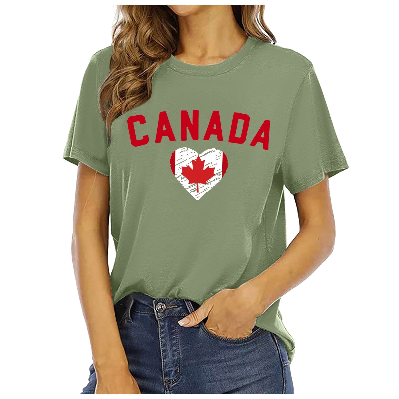 Fgnfyis Womens Canada Day Shirts Canada Flag Graphic Tshirt Canadian ...
