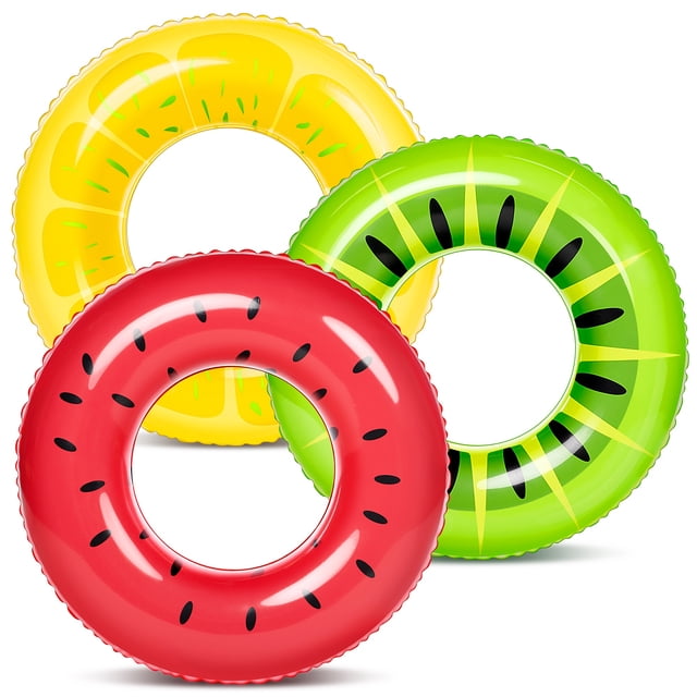 Joyfy 3 Pack Inflatable Pool Floats for Kids Adults, Fruity Swim Rings ...
