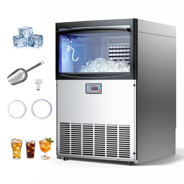 VEVOR Commercial Ice Maker Machine, 200 lbs/24h with 50 lbs Storage ...