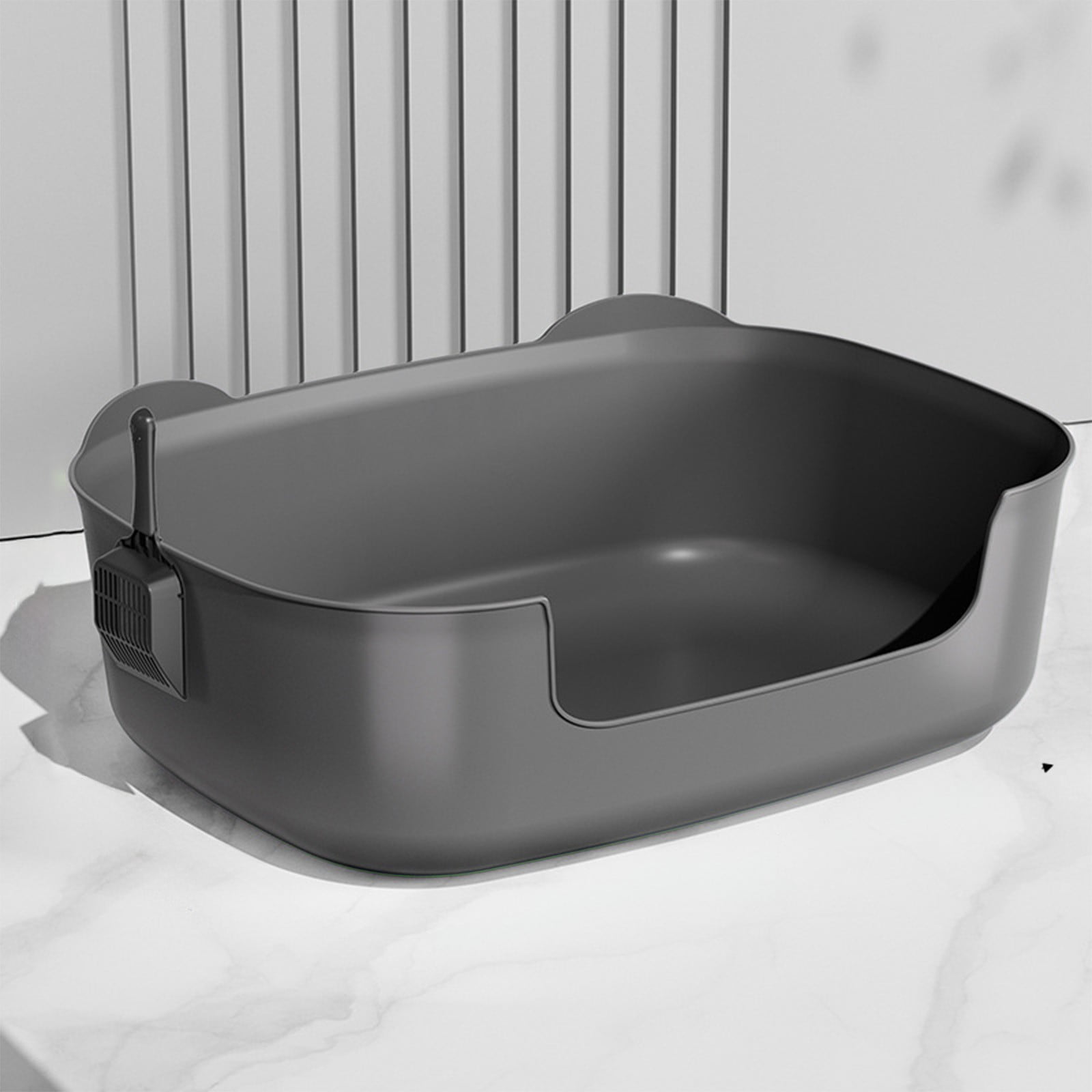 Dvkptbk Cat Litter Box with High Sides, Fully Open Litter Tray, Large ...