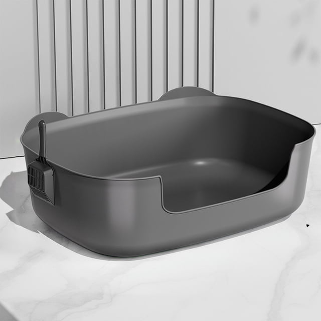 Dvkptbk Cat Litter Box with High Sides, Fully Open Litter Tray, Large ...