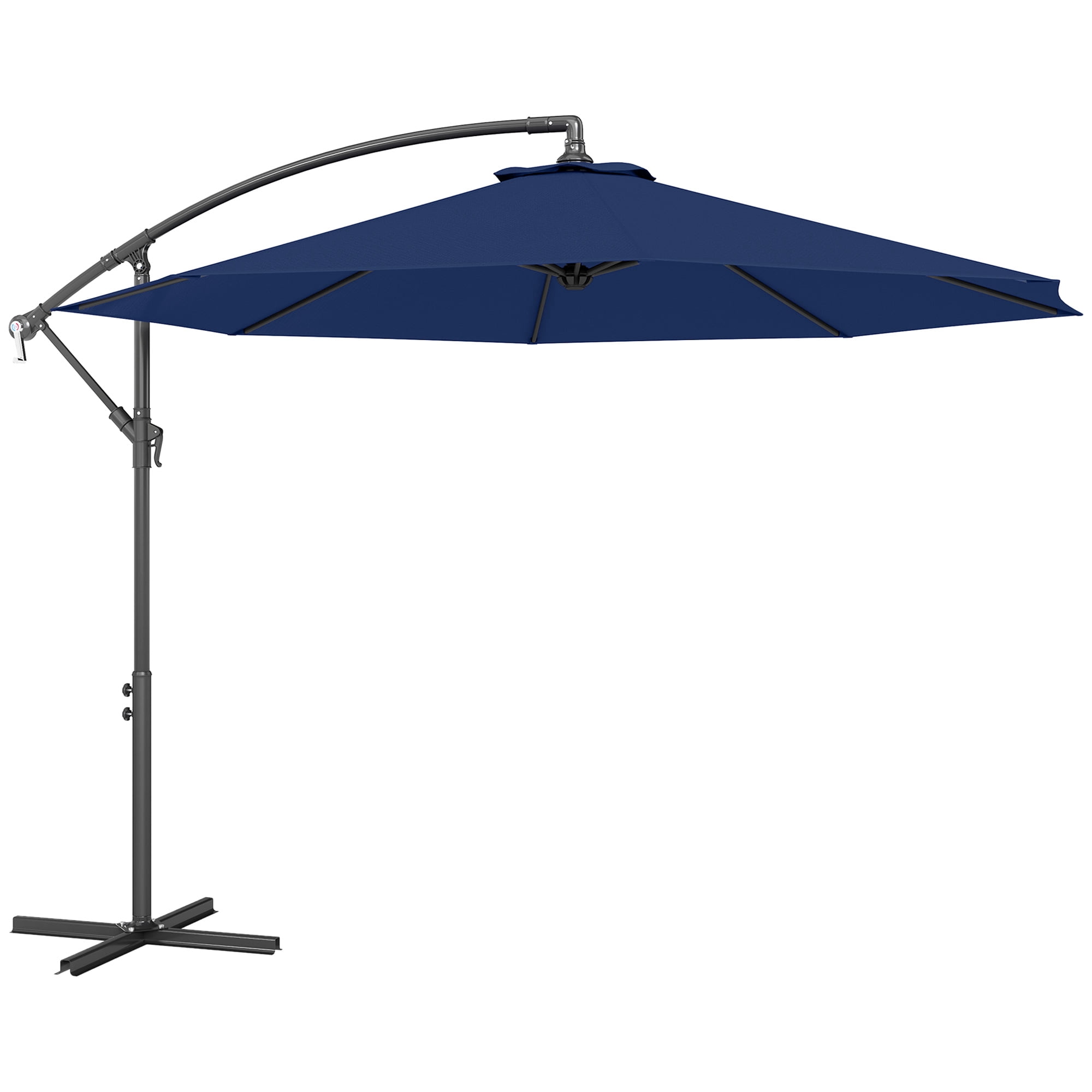 Outsunny 10' Deluxe Patio Umbrella, Outdoor Market Parasol, Navy Blue ...