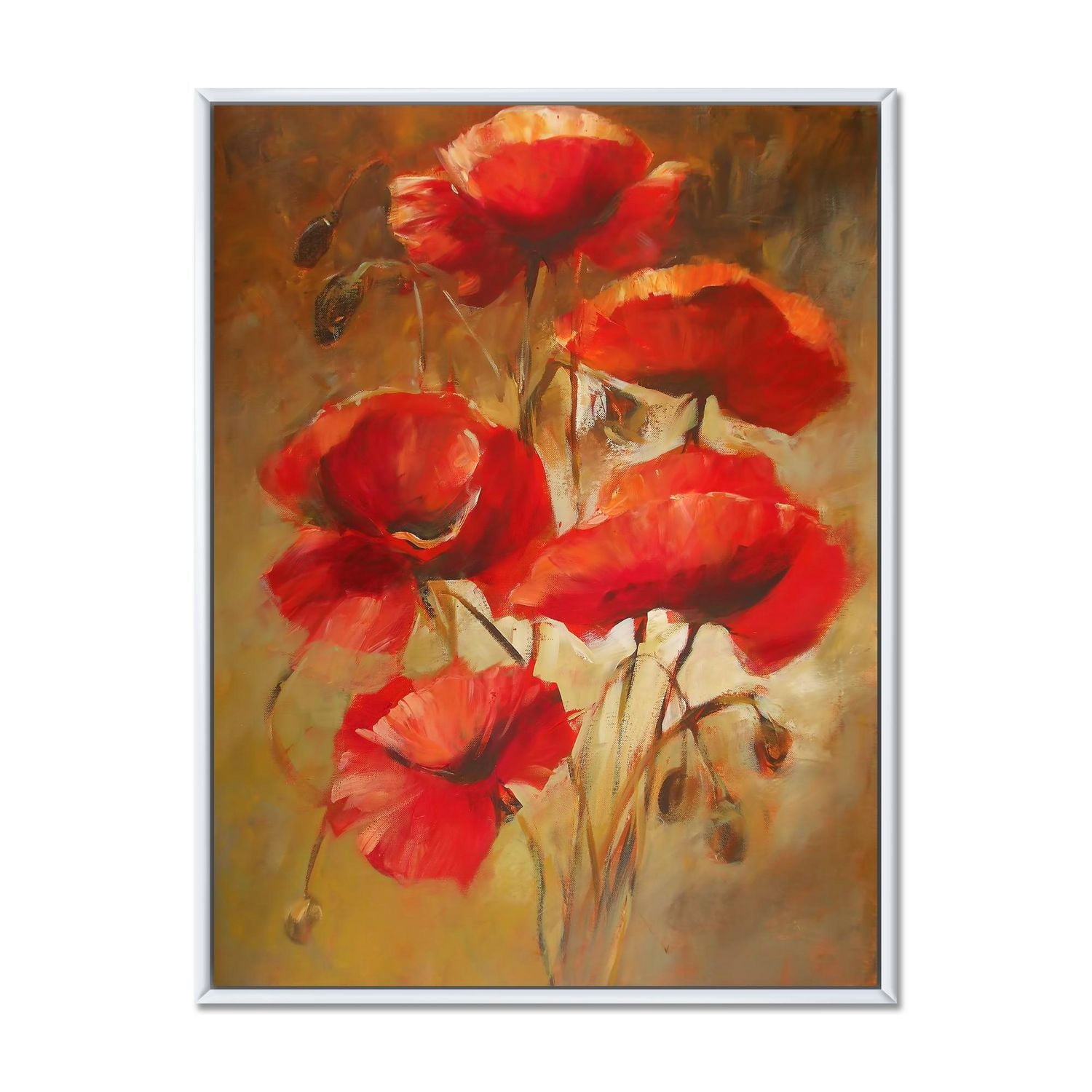 Designart Red Blossoming Poppies IV FLOAT FRAME WALL ART - Walmart.ca