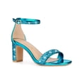 BLISSFUL STEP Women's Shoes Glitter Ankle Strap Block Heel Prom Sandals ...