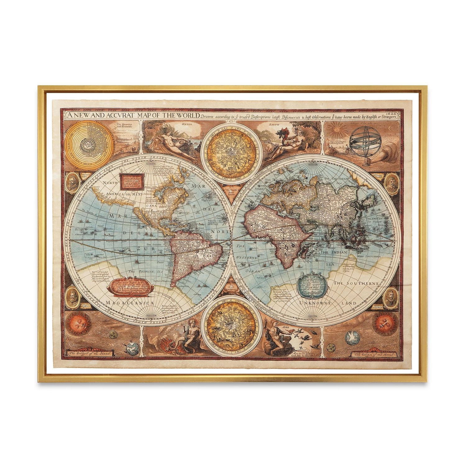 Designart Ancient Map of The World VIII FLOAT FRAME WALL ART - Walmart.ca