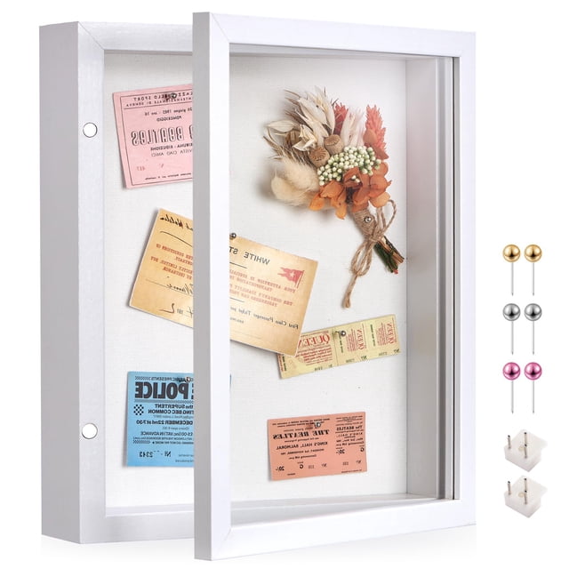 8x10 Deep Shadow Box Picture Frame Display Case with Linen Back and ...