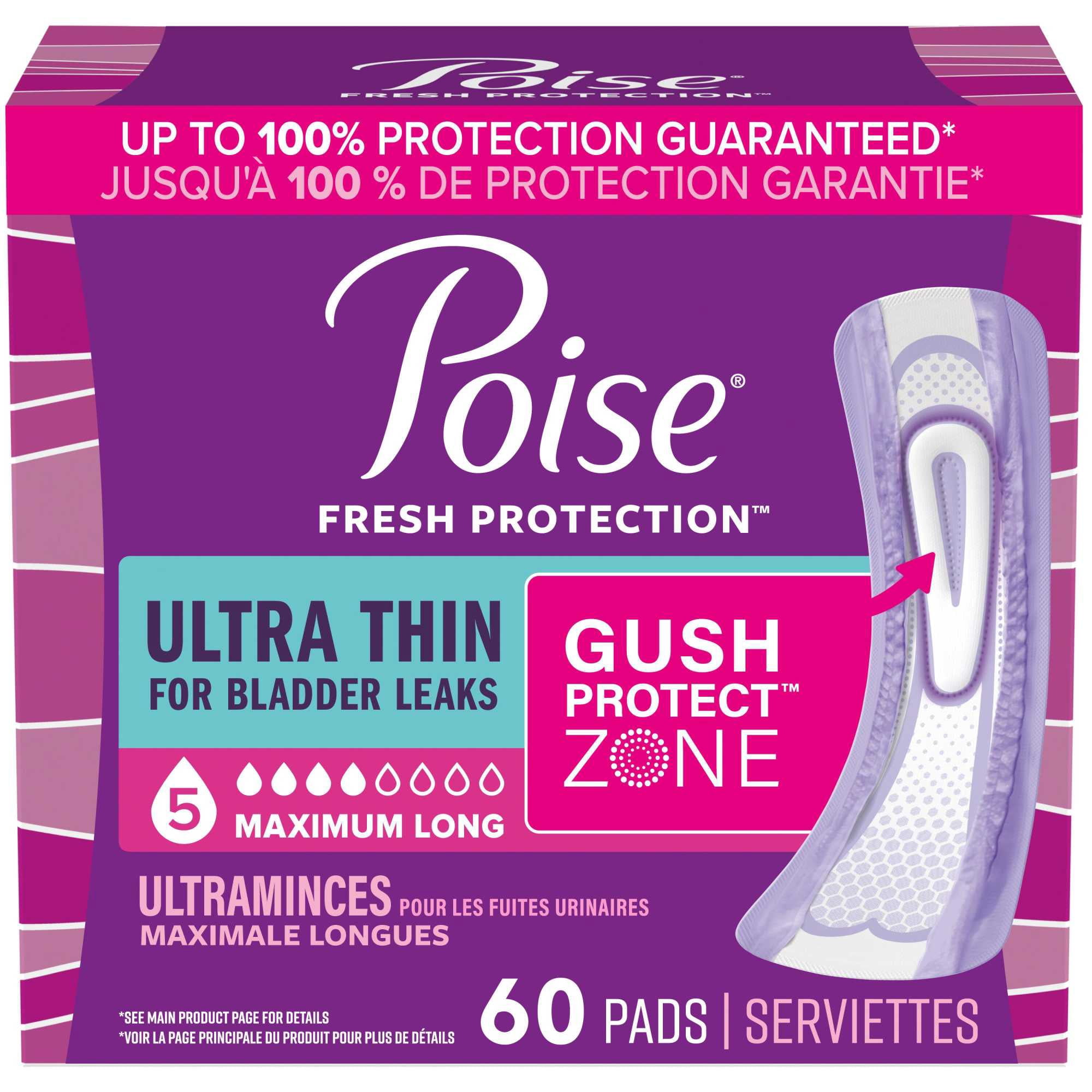 Poise Ultra Thin Incontinence Pads for Women, 5 Drop, Maximum ...