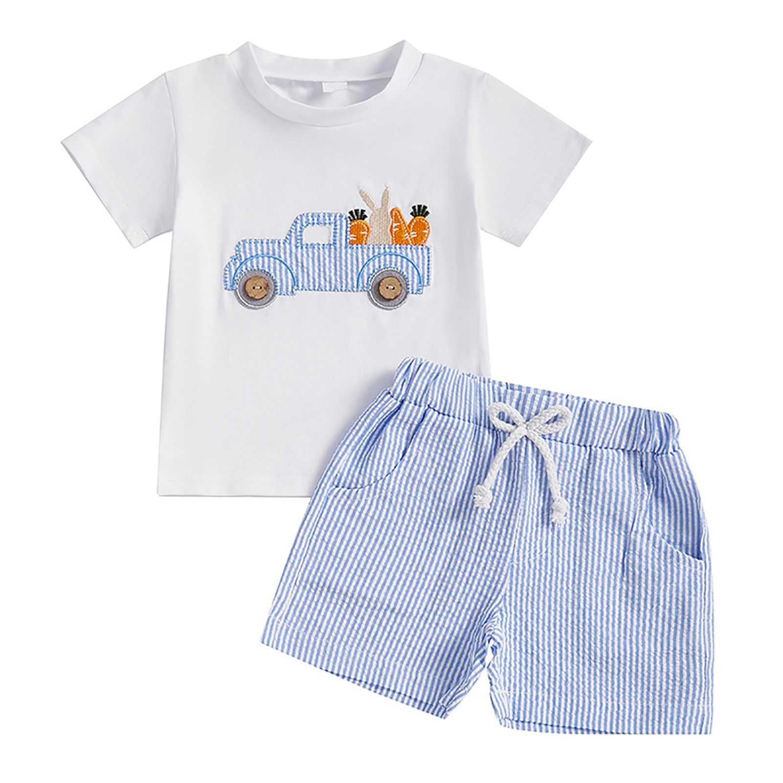 Nwiuh Toddler Boy Easter Outfit Baby Boy Bunny Short Sleeve T Shirt and ...