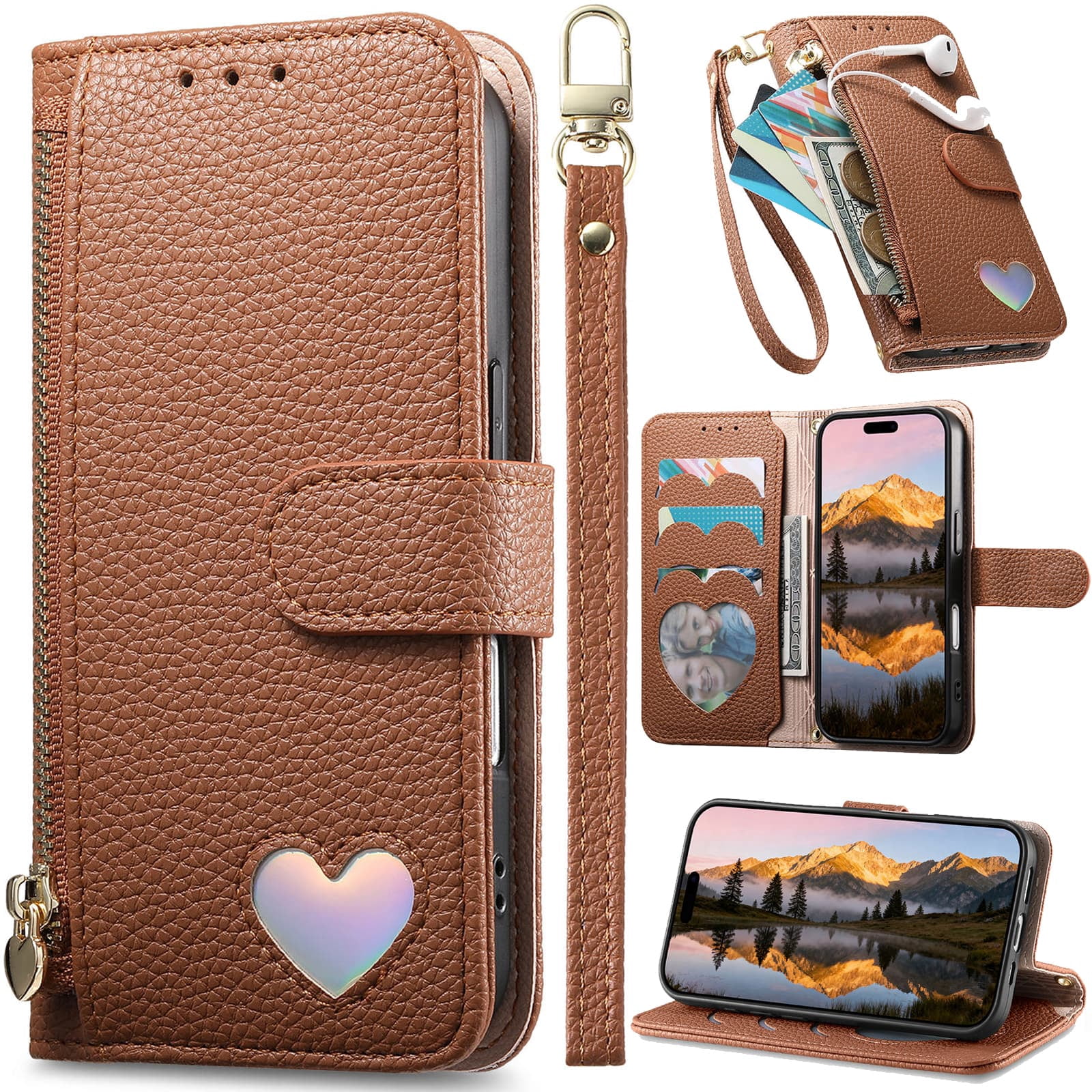 for Samsung Galaxy S25FE Leather Case Zipper Wallet with Vintage Grain ...