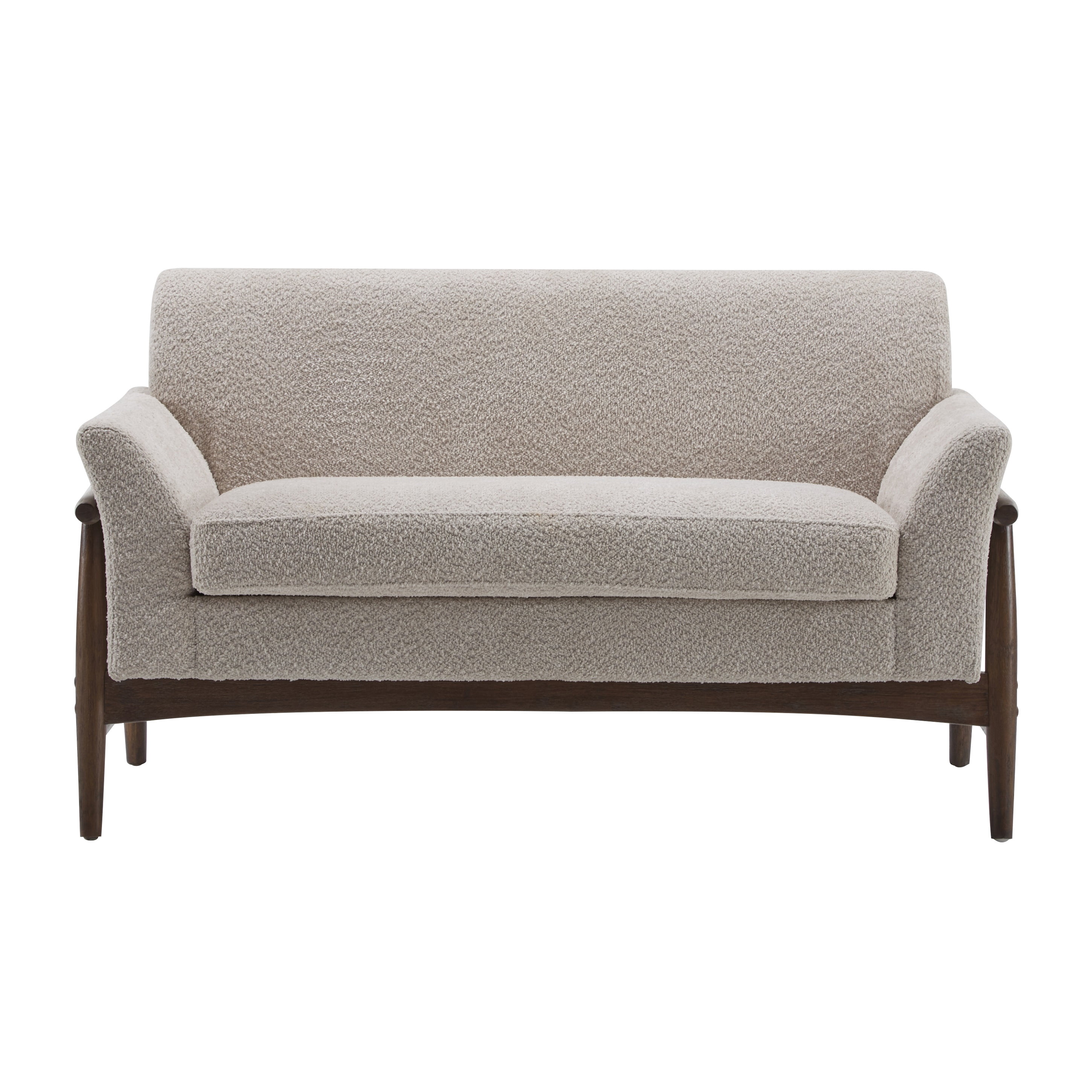 Noble House Flared Arms Loveseat with Elm Wood Legs,Chic Minimalist ...