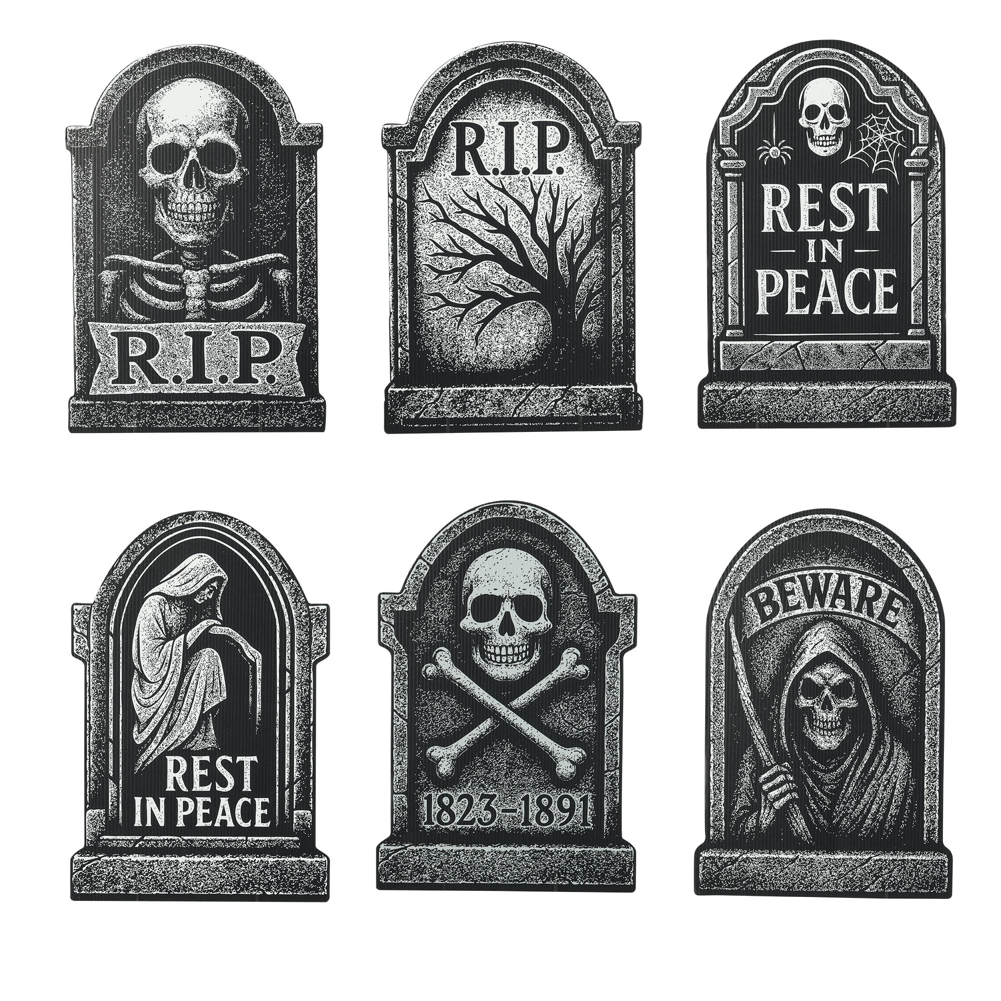 Cemetery Tombstone Halloween Set, 6 Piece Spooky Graveyard Décor ...