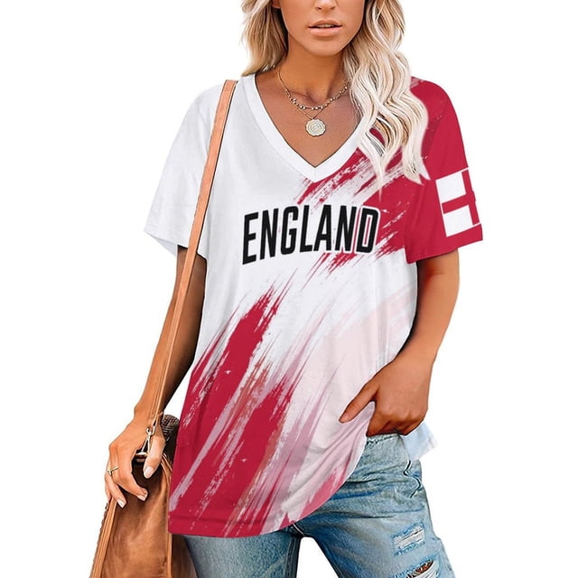 Women Custom England Soccer Jersey Shirt Casual Style Jersey with Your ...