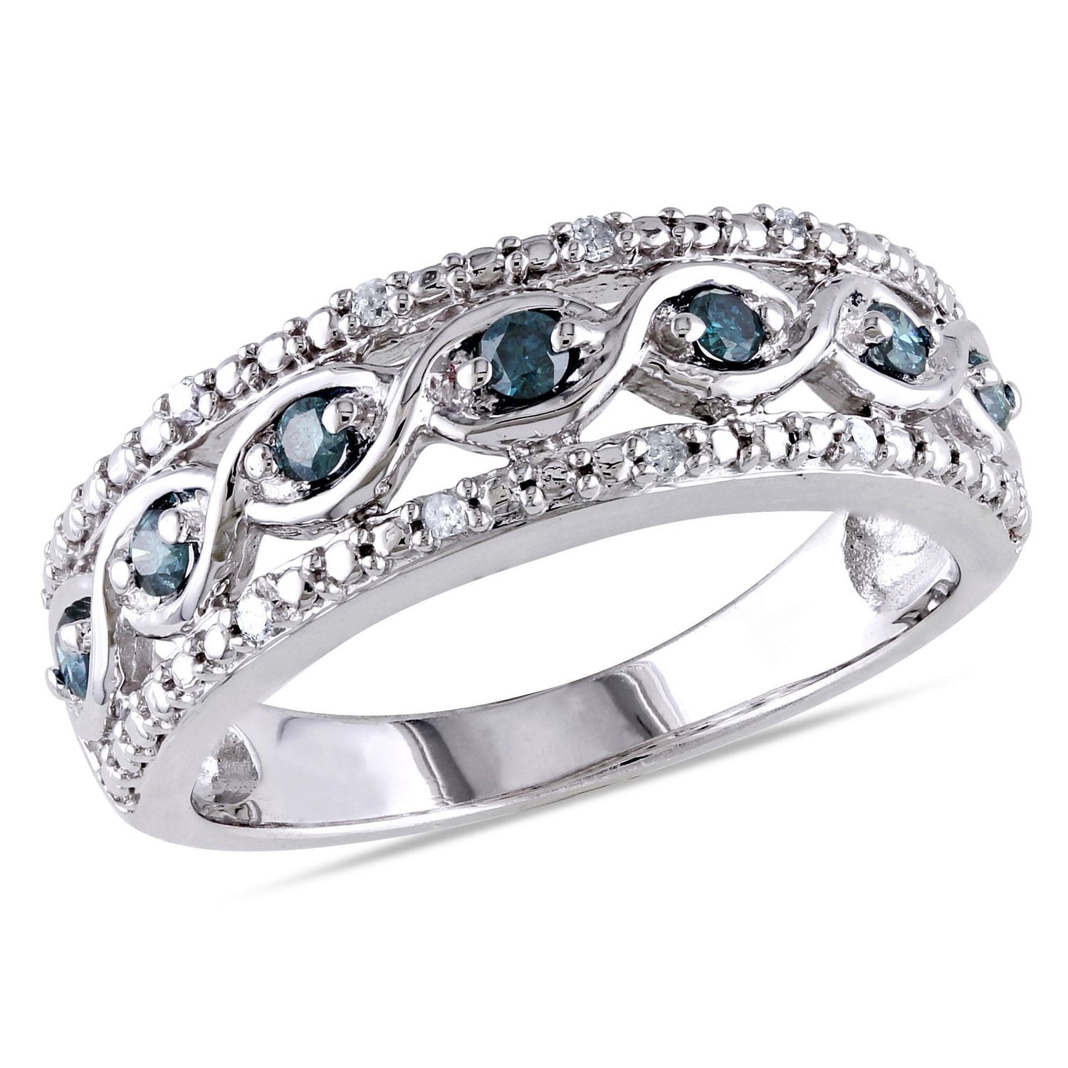 Asteria 1/4 Carat T.W. Blue and White Diamond Sterling Silver Infinity ...
