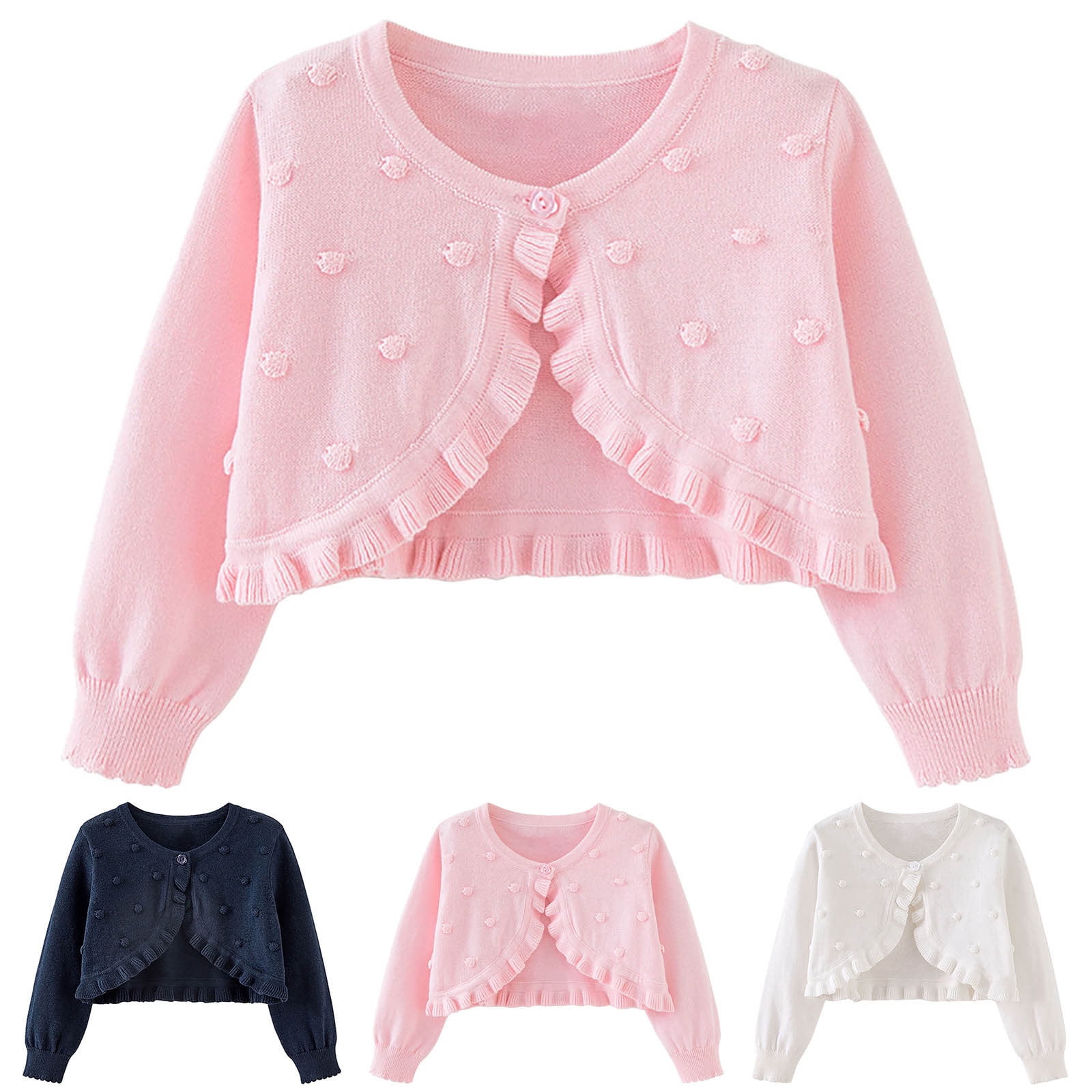 Zwiiyzr Girls Long Sleeve Shrug Knit Cardigan Childrens Bolero Dress ...
