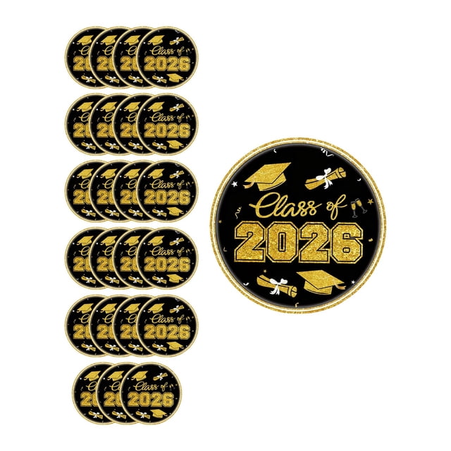 SIYTUAU Black And Gold Graduation Party Disposable Tableware 7 Inch ...