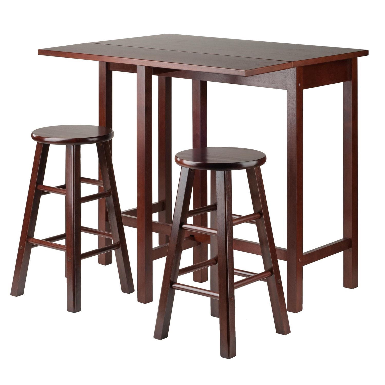 Lynnwood Drop Leaf Island Table with 2 Square Legs Stool Walnut ...