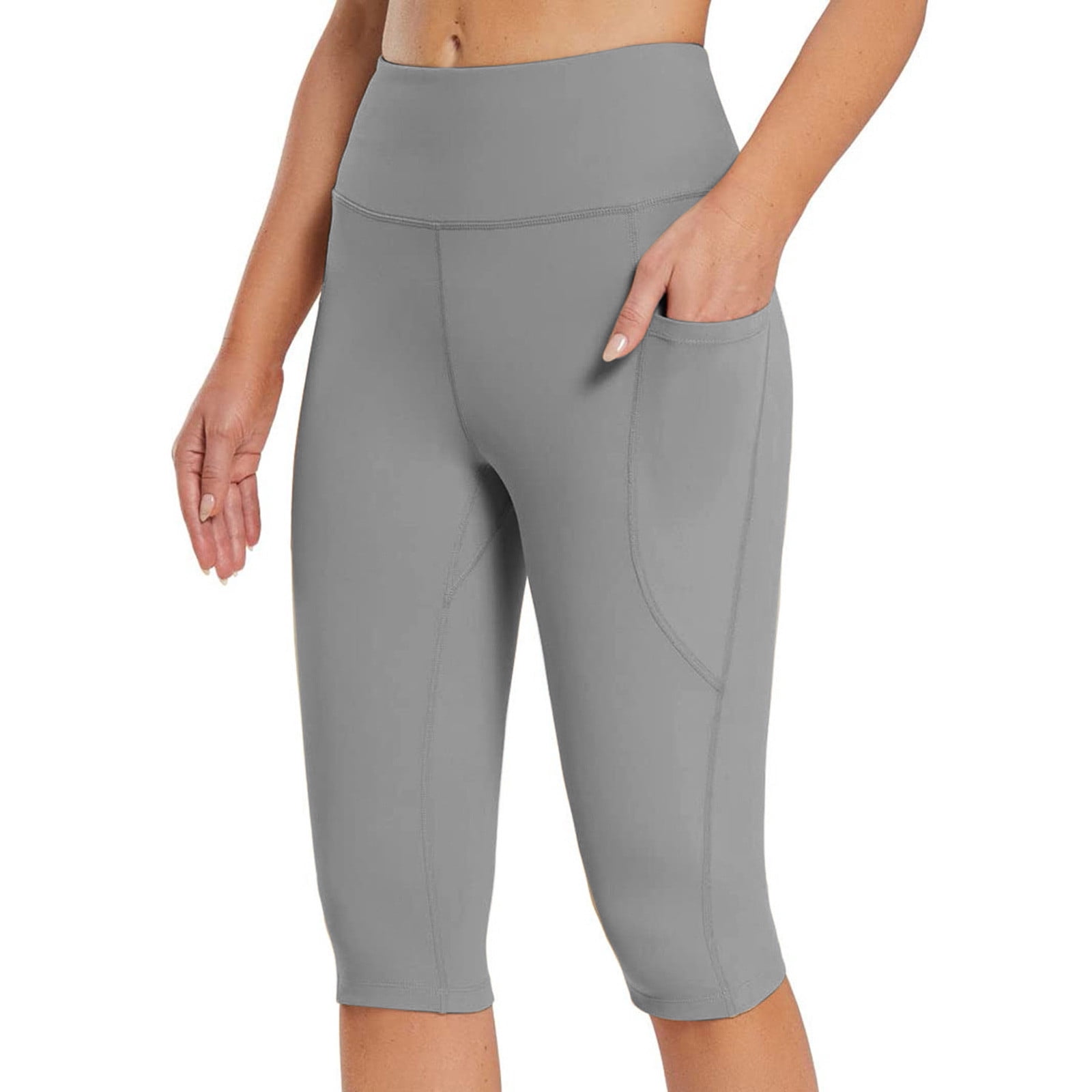 Summer Savings Clearance! PEZHADA Women's Knee Length Capri Leggings ...