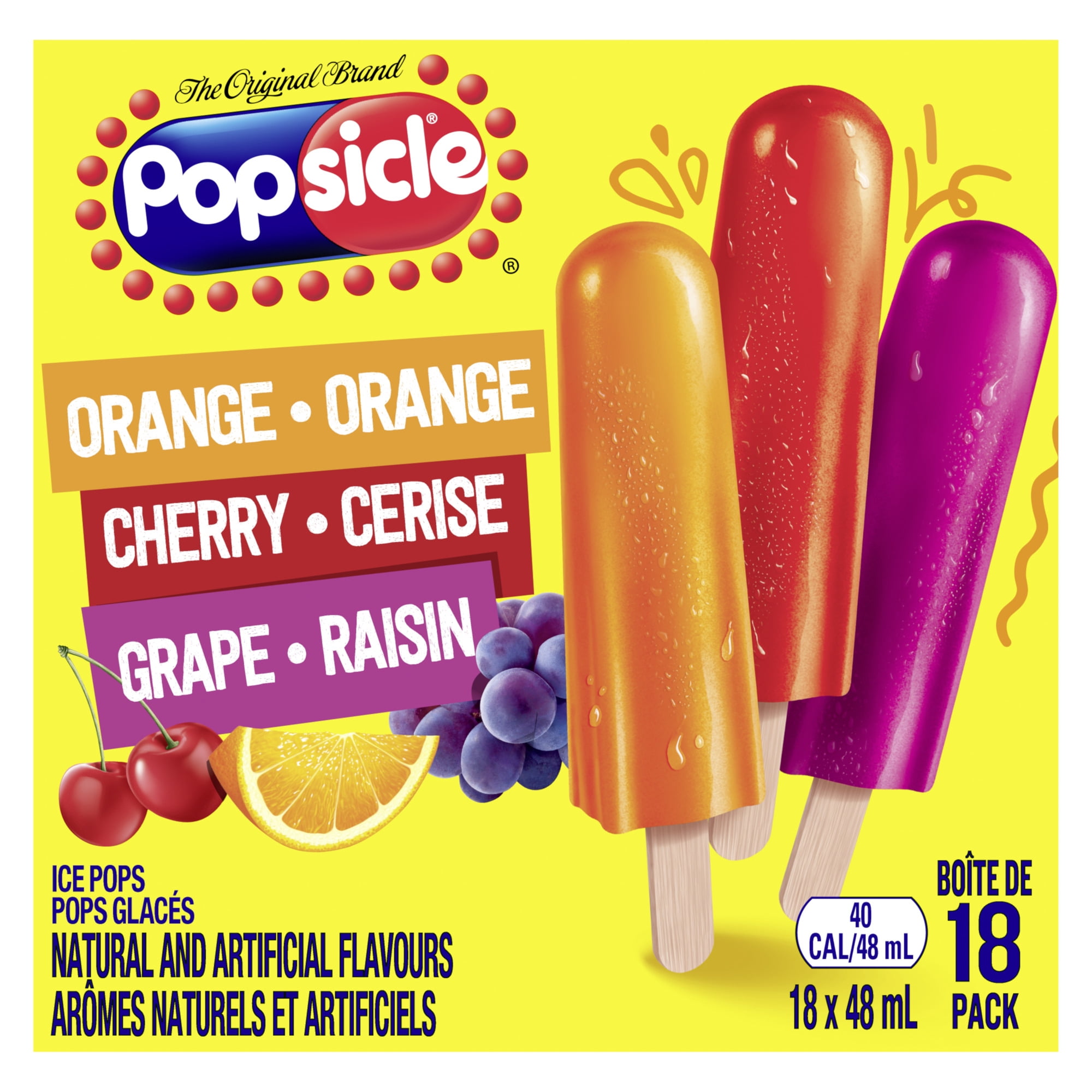 Popsicle Pops Glacés Orange, Cerise et Raisin 18 x 48 ml - Walmart.ca