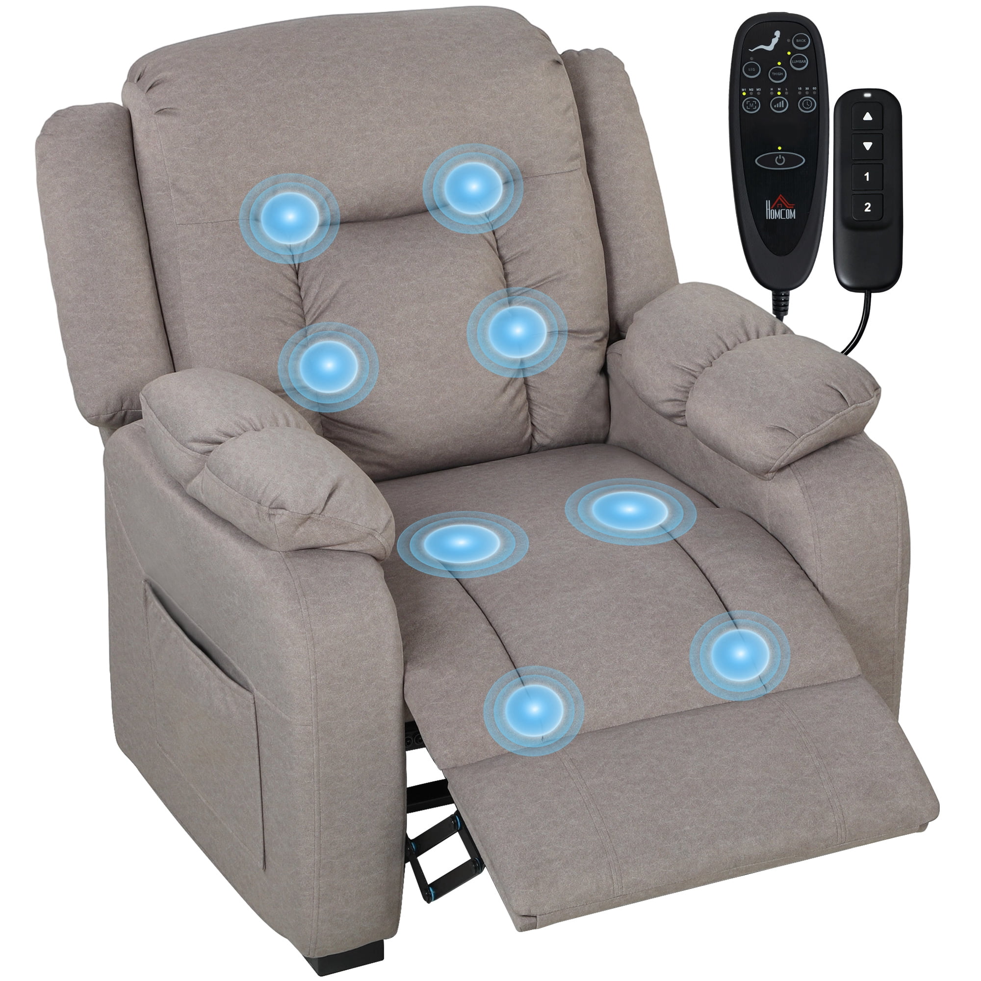 HOMCOM Massage Recliner Chair with Quiet Motor Pet-Friendly Fabric ...