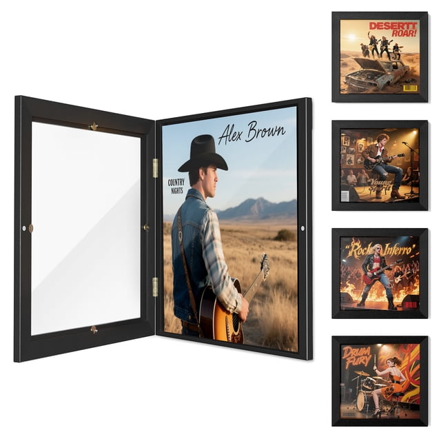 Lot de 4 Cadres pour Disques Vinyles pour Mur, Cadres d'Album pour ...