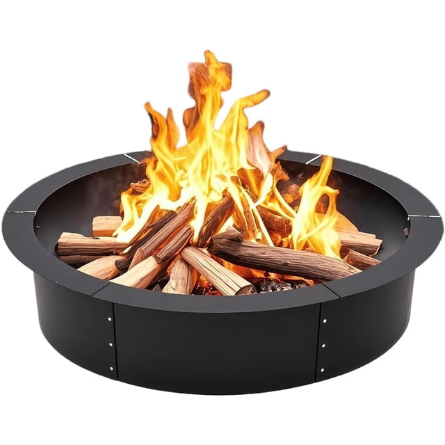 Garvee 36" Round Steel Fire Rings, Interlocking Steel Panels, Black ...