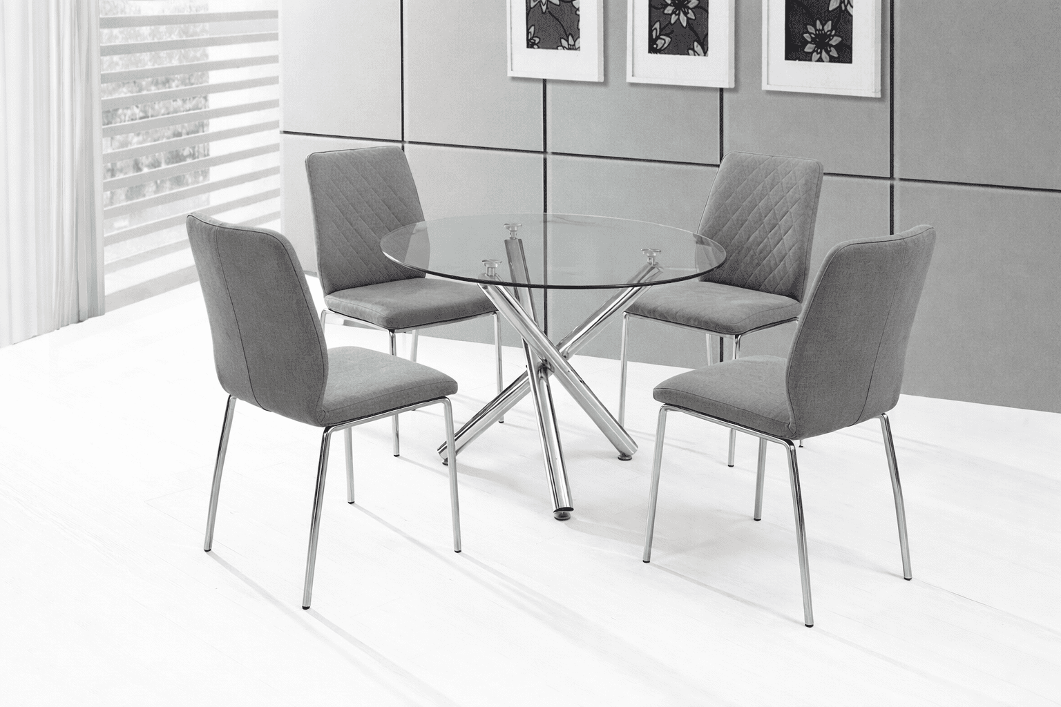 K-Living 5-Piece Round Dining Set, Modern Dining Room Furniture with ...