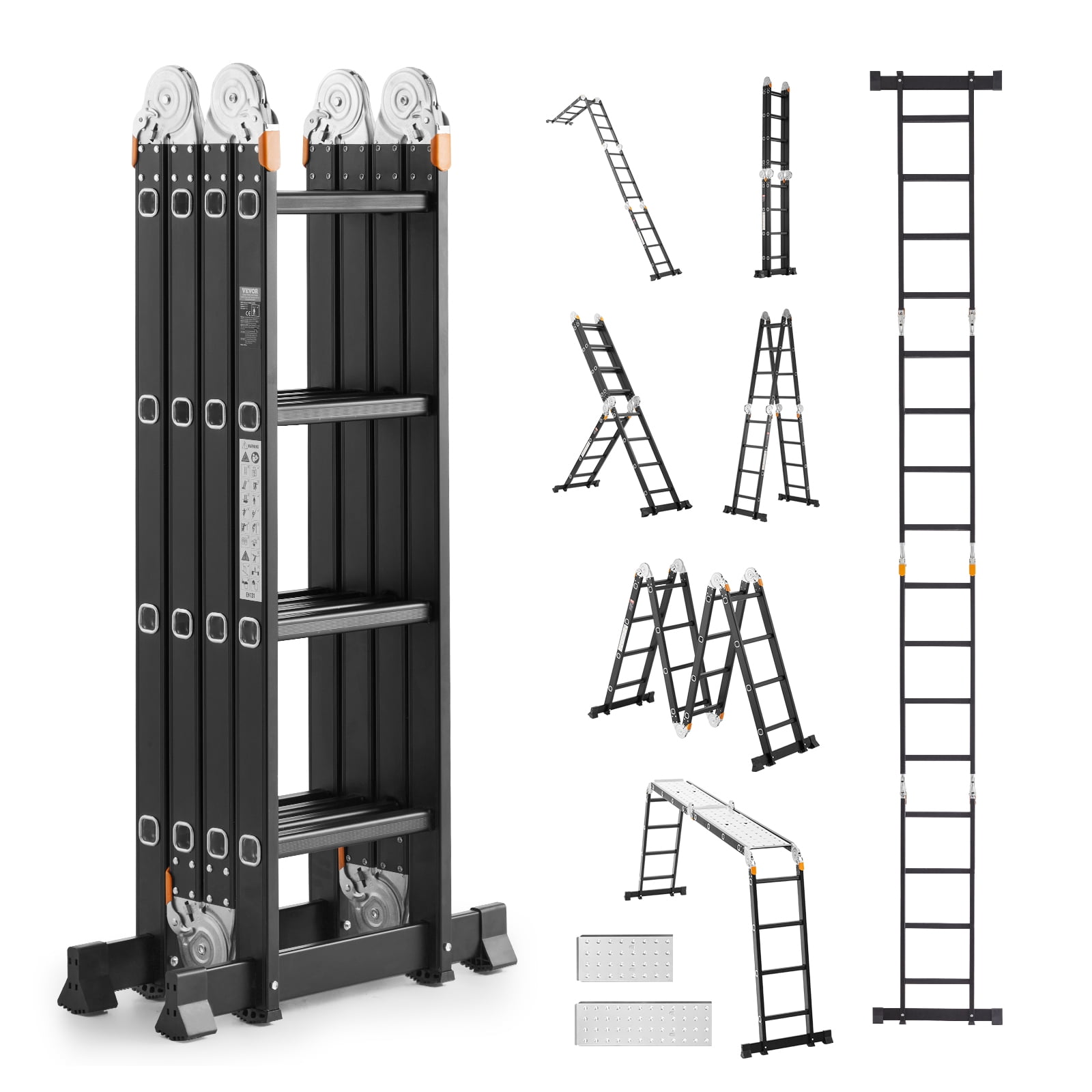 VEVOR Multi-Purpose Folding Ladder 7-in-1 4 Step 15.5ft with ...