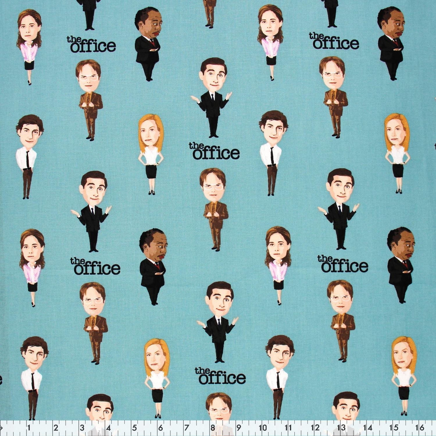 FABRIC CREATIONS Blue with The Office Characters Cotton Fabric by the ...