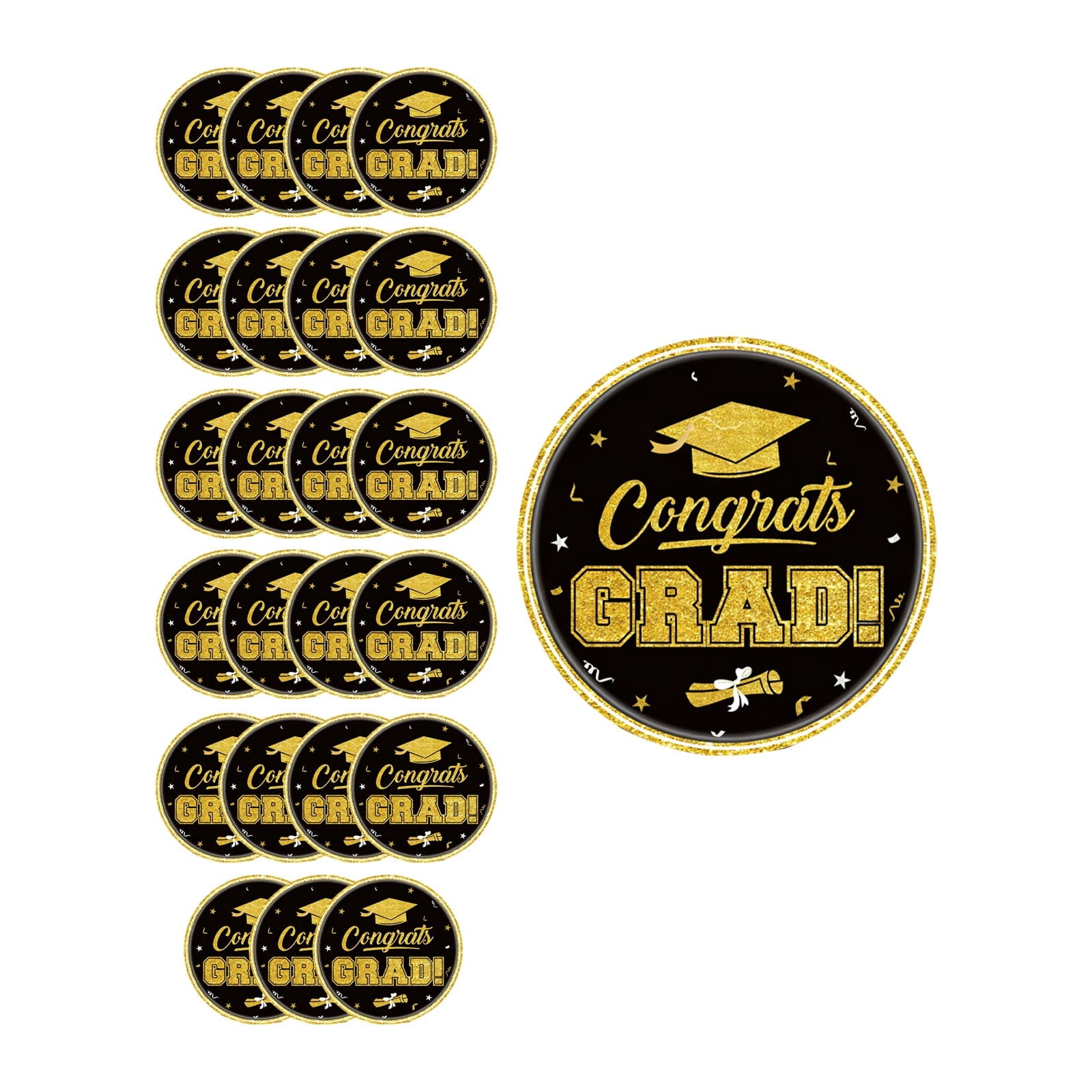 SIYTUAU Black And Gold Graduation Party Disposable Tableware 9 Inch ...
