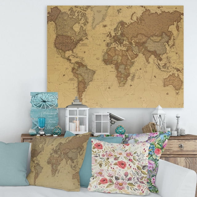 Designart Ancient Map of The World III Canvas Wall Art - Walmart.ca