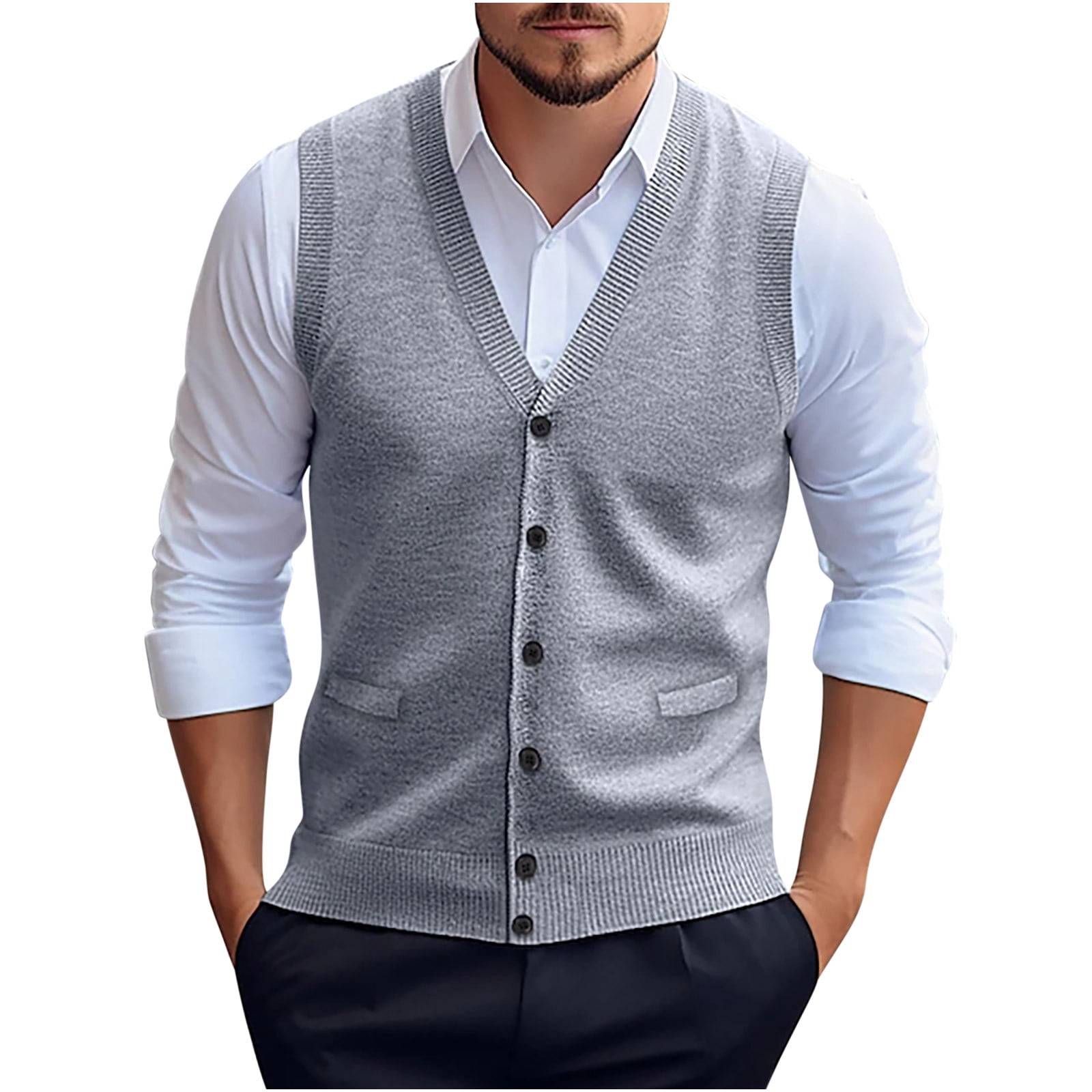 JMYHOAM Sweater Vest Men Cardigan Sweaters for Men Men's Casual Solid ...