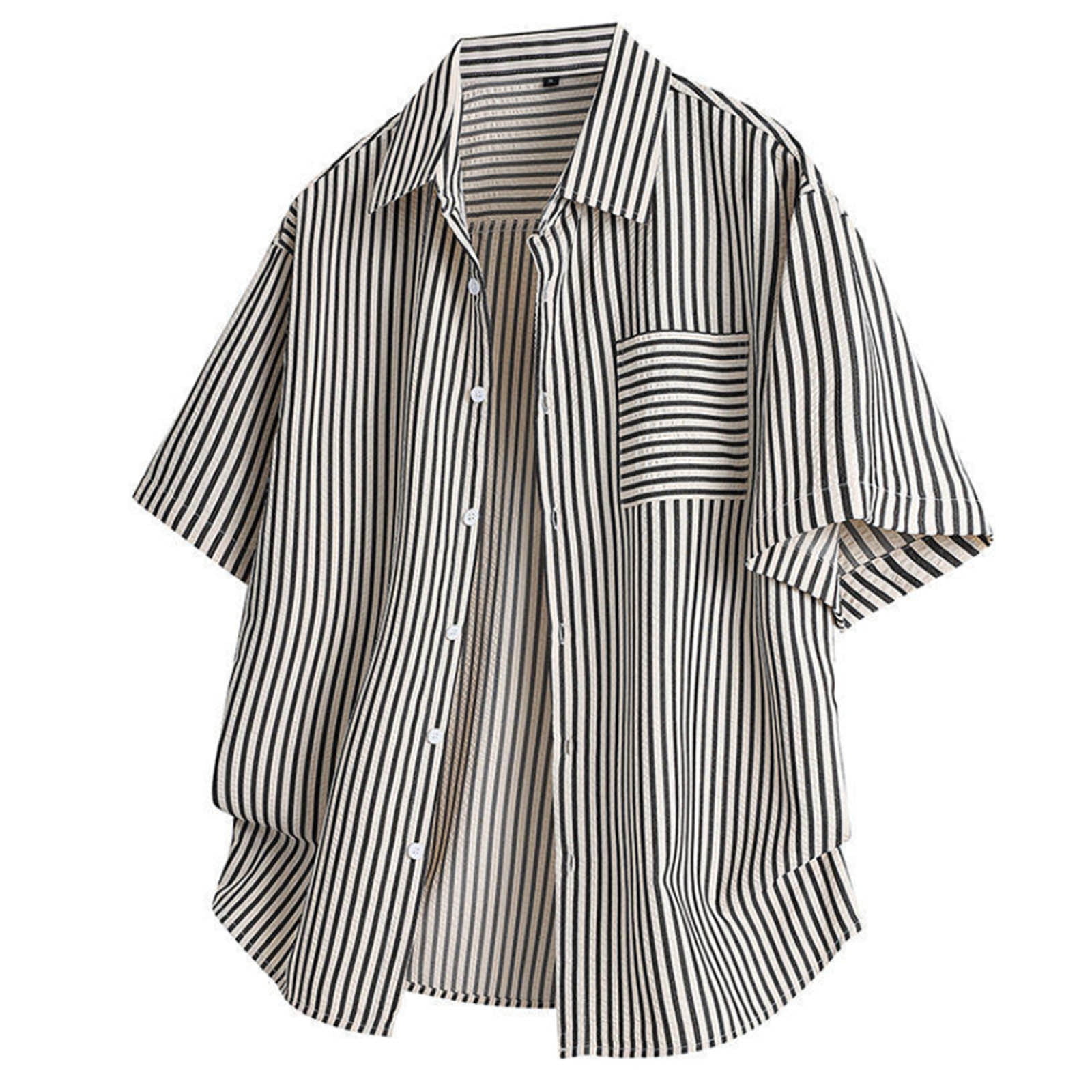 Men's Short Sleeve Button Up Shirt, Vintage Bowling Shirt with Cuban ...