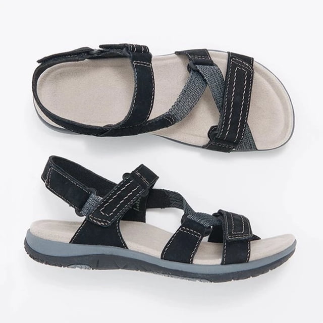 Pool Sandals Women Shoes Solid Color Soft Buckle Flat Heel Roman Shoes ...